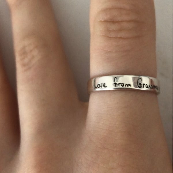 Personalized Handwriting Ring,actual Handwriting Band Ring,anniversary Gift,wedding Band,unisex ...