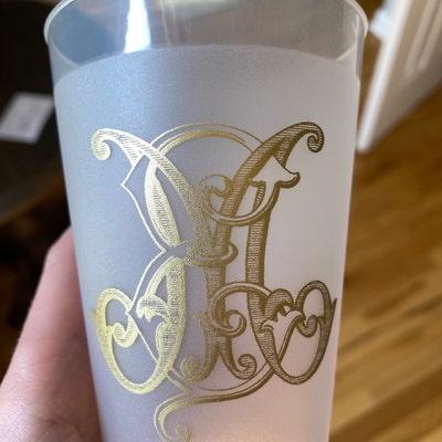 Modern Wedding Shatterproof Cups, Monogram Cups, Oh Happy Day Cups ...