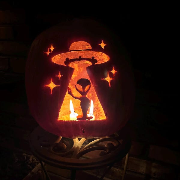 Alien Pumpkin Stencil, UFO Printable Stencil, Jack O' Lantern, Pumpkin ...