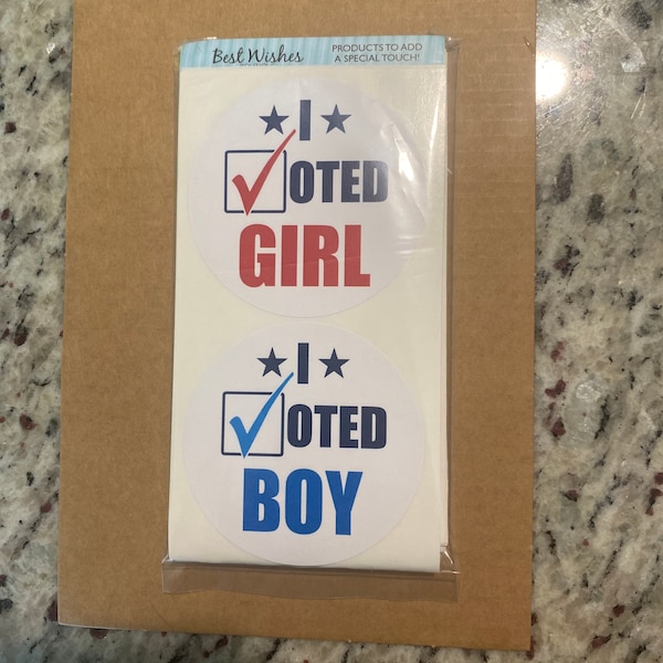 24+ Large I Voted Gender Reveal Party Stickers, Baby Shower, Patriotic ...