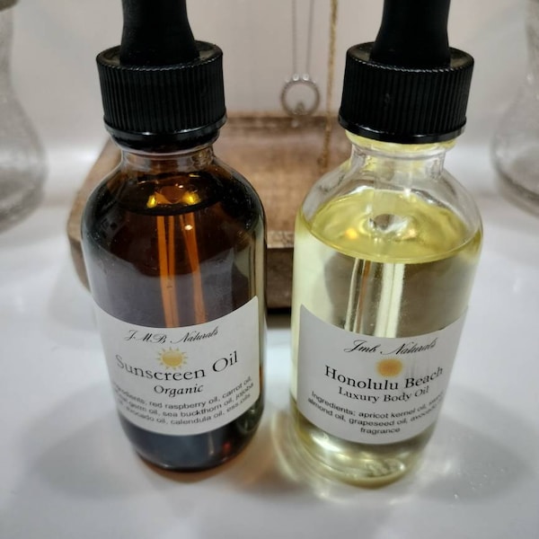 Organic Sunscreen Oil Face & Body Oil Natural SPF Plant Based Reef Safe ...