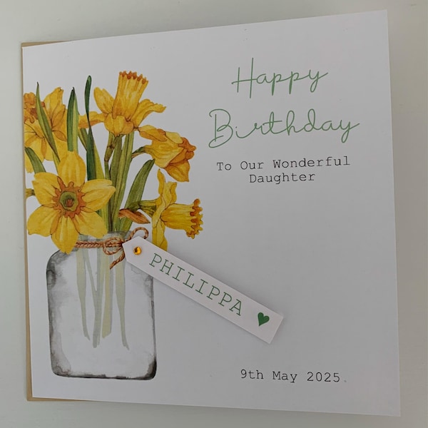 Personalised Happy Retirement Card, Congratulation Daffodil Handmade ...
