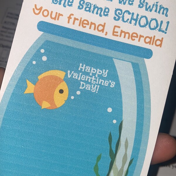 Printable Goldfish Valentines Day Card, Editable Gold Fish Bowl Note ...