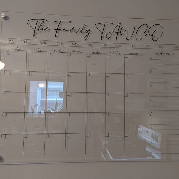 Acrylic Calendar for Wall, Clear Dry Erase Board, 2025 Modern Office ...