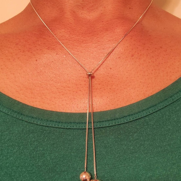 Adjustable Dual Sphere Lariat Necklace - Etsy