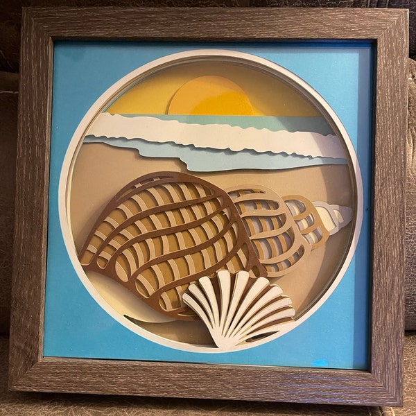 3D SEASHELLS on BEACH SVG - Layered Shadow Box Svg - for Cricut - for ...