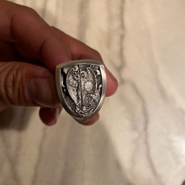 Handmade Archangel Michael Silver Ring, Personalized St. Michael Ring ...