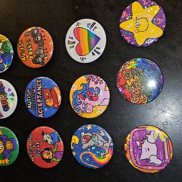 4 Pack Holographic or Plain Autism Button Pins ( 37 Mm ) - Etsy