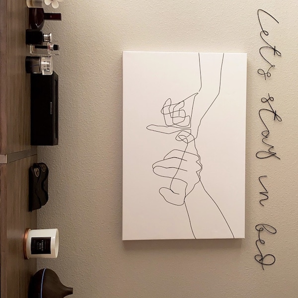 Pinky Swear Printable, One Line Drawing Print, Black White Hands Artwork, Hand Poster, Original ...