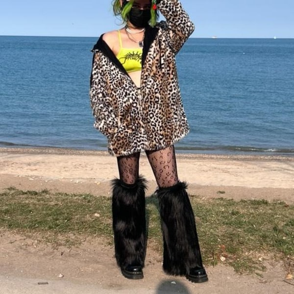 Fuzzy Boot Covers Rave Fluffies Black Furry Leg Warmers - Etsy