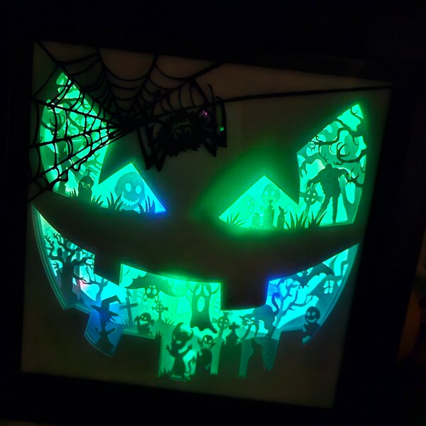 3D HALLOWEEN Svg Shadow Box - Halloween Light Box - Spooky Midnight ...