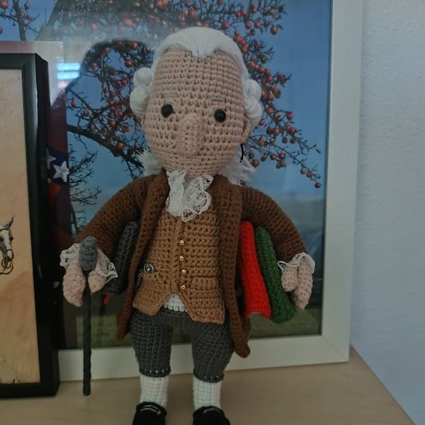 Sigmund Freud Amigurumi Bookshelf Decor, Handknitted Academician Doll ...