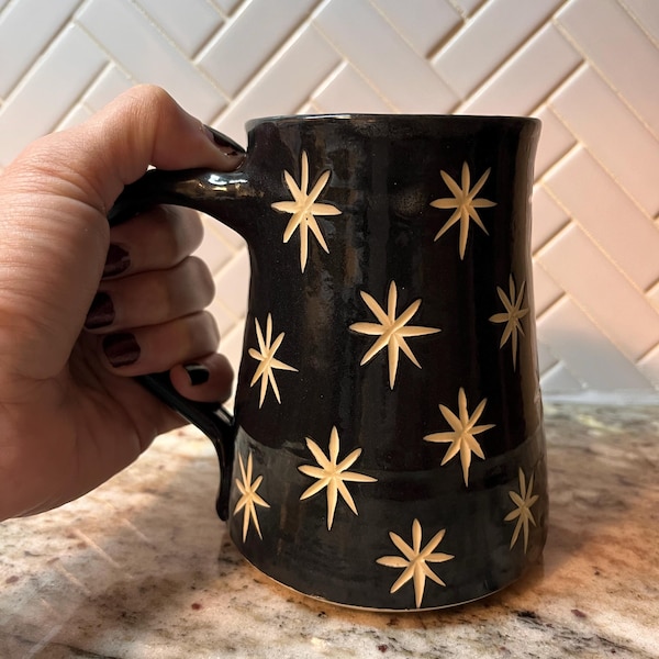Handmade Mug - Black and White Pottery - Coffee Mug - Unique Gift ...