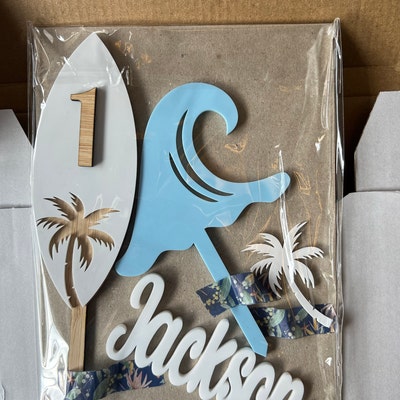 Surfboard Cake Topper, Surf Theme Party, Surfer Cake Topper, Teenage ...