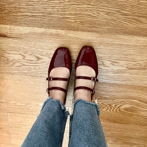 Women Retro Style Round Toe Three Straps Mary Jane Heels Classic Red ...