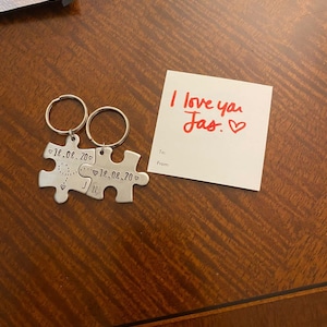Puzzle Piece Keychains Couple Keychains Connected by Heart | Etsy