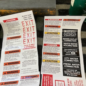 1 RV Trailer Camper Motor Home Caution Warning Decals Graphics 938 - Etsy
