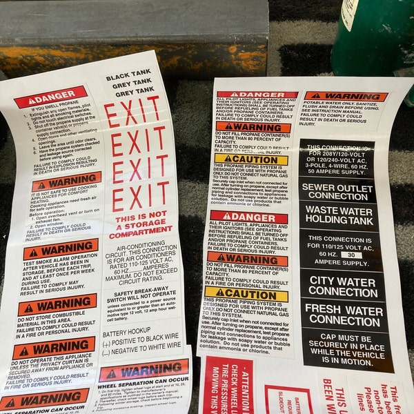 1 RV Trailer Camper Motor Home Caution Warning Decals Graphics- 938 - Etsy