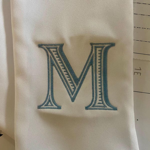 2" and 3" Inch Ryan Open Ribbed Satin Stitch Serif Type Boy Monogram ...