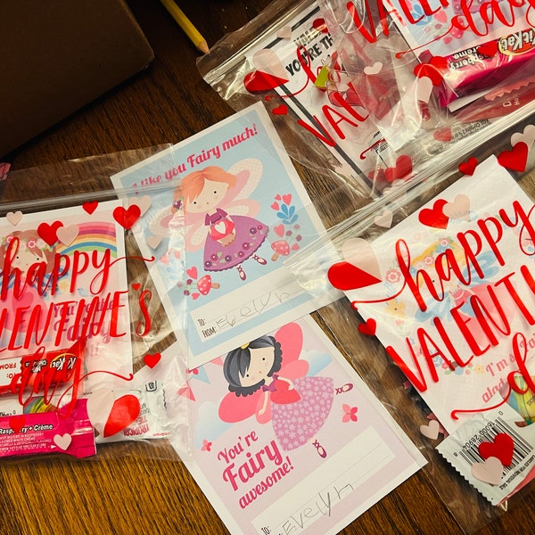 Fairy Valentine's Day Cards, Printable DIY Card, Classroom Valentine ...
