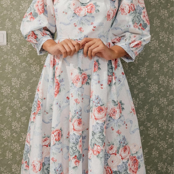 Estella Romantic Cottage Core Dress Digital PDF Sewing Pattern // EU 32 ...