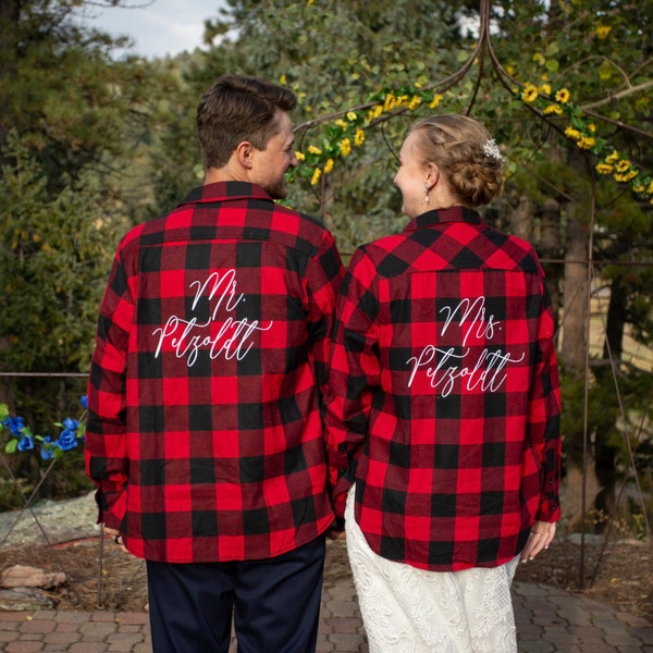 MRS. Flannel, Custom Flannel, Bride, Groom, Fall Wedding, Buffalo Plaid ...