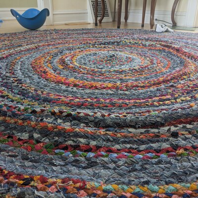 Cotton Multi-color Round Rugs Indian Handmade Cotton Round Purely Rugs ...