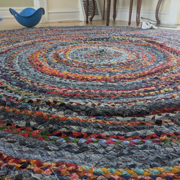 Hand Braided Round Chindi and Jute Rug, Custom Size Natural Circle Jute ...