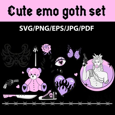 Grunge Emo Punk Tattoo Vector Eps, Svg, Png Clip Art - Etsy
