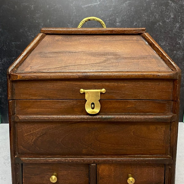 11" Portable British Campaign Chest, Antique Reproduction, Wooden Chest ...