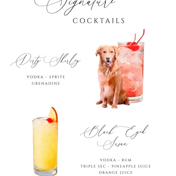 Watercolor Signature Cocktail Sign - Etsy