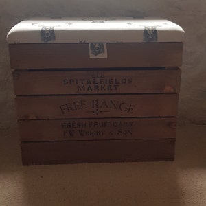 Large Wooden Storage Box With Fabric Upholstered Hinged Lid/seat - Etsy UK