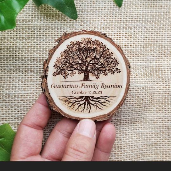 Engraved Family Tree Reunion Favors Custom Wooden Magnets Family ...