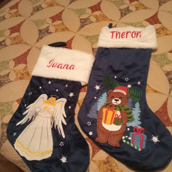 Personalized Christmas Stockings, Custom Blue Velvet Stocking ...