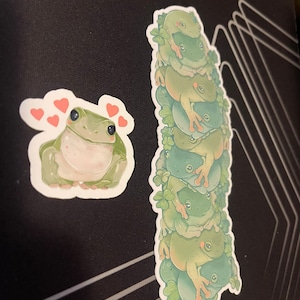 Frog Stack Bookmark Frog Art Cute Bookmark Laminated Cottagecore Book ...