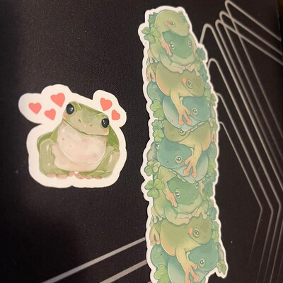 Frog Stack Bookmark Frog Art Cute Bookmark Laminated Cottagecore Book ...