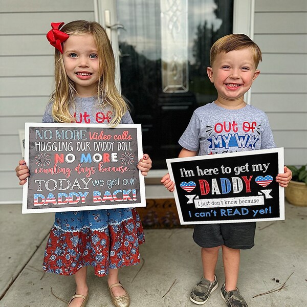Welcome Home Daddy Sign Homecoming Kids Back From Deployment Sign ...