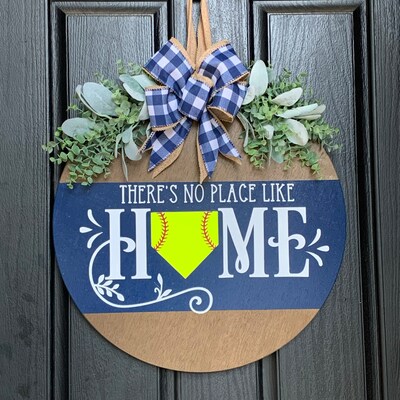 Front Door Decor Welcome Sign Softball Summer Wreath Softball Decor ...