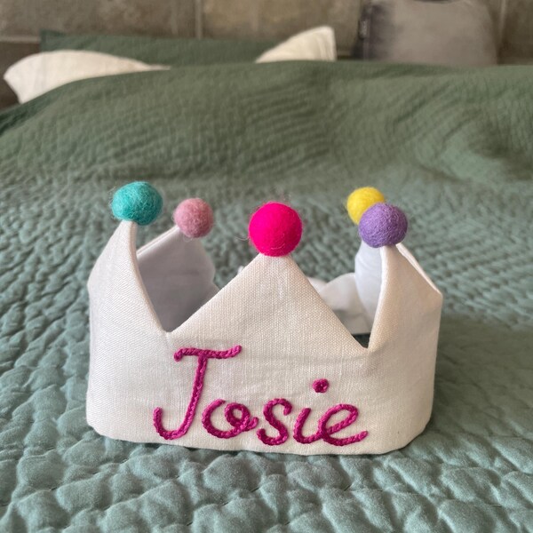 Hand Embroidered Crown for Baby and Children's Birthdays | Personalized ...