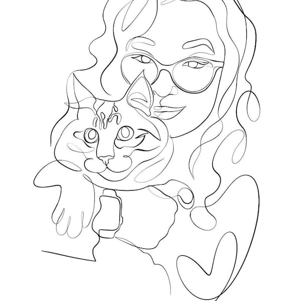3 Pets/characters One Line Portrait Commission, Dog One Line Portrait ...