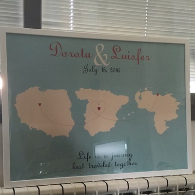 Wedding Guest Book Map Custom Map Gift Custom World Map Watercolor Map ...