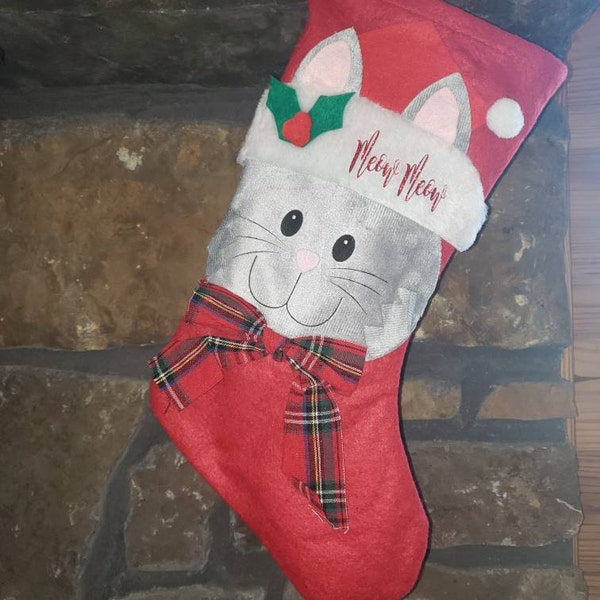 Personalized Cat Stocking, Pet Christmas Stockings, Your Cats Name Here ...