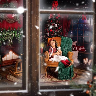 Christmas Window Overlay, Snowy Window Overlays, Window Frame, Winter ...