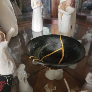 Real Kintsugi Sake Bottle Kintsugi Bottle Kintsugi Vase Black & Gold ...