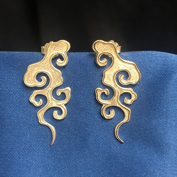 Wind Cloud Charm Earring-sterling Silver Cloud Stud Earring-wild Cloud ...