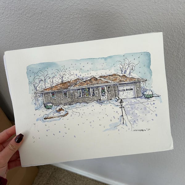 Pen and Ink Custom House Drawing, House Portrait, Handdrawn Original ...