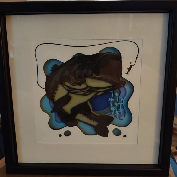 3d Fishing Svg - Shadow Box Svg, Fish Svg - Etsy