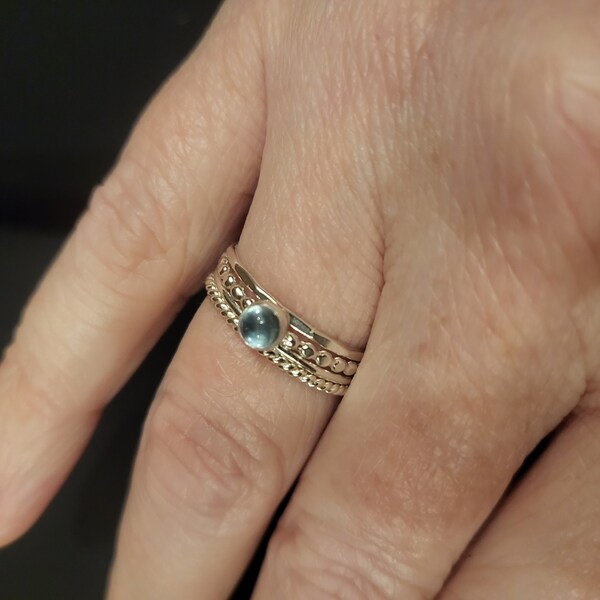 Silver Stacking Ring Set,textured Ring Set,textured Rings,faceted Ring ...