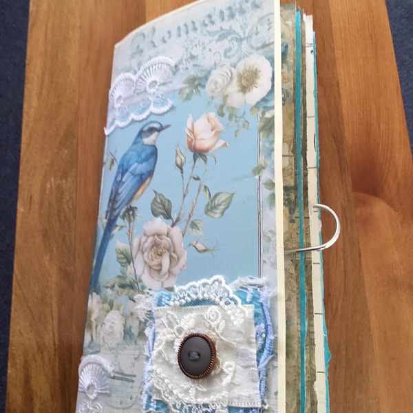 Blue Junk Journal Pages: Vintage Watercolor Scrapbook Paper (digital ...
