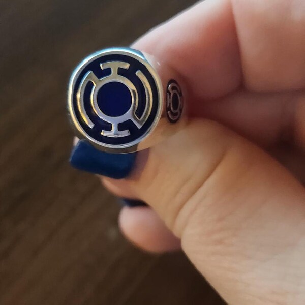 Blue Willpower Ring, Blue Lantern Ring Men, 925 Silver Lantern Ring ...